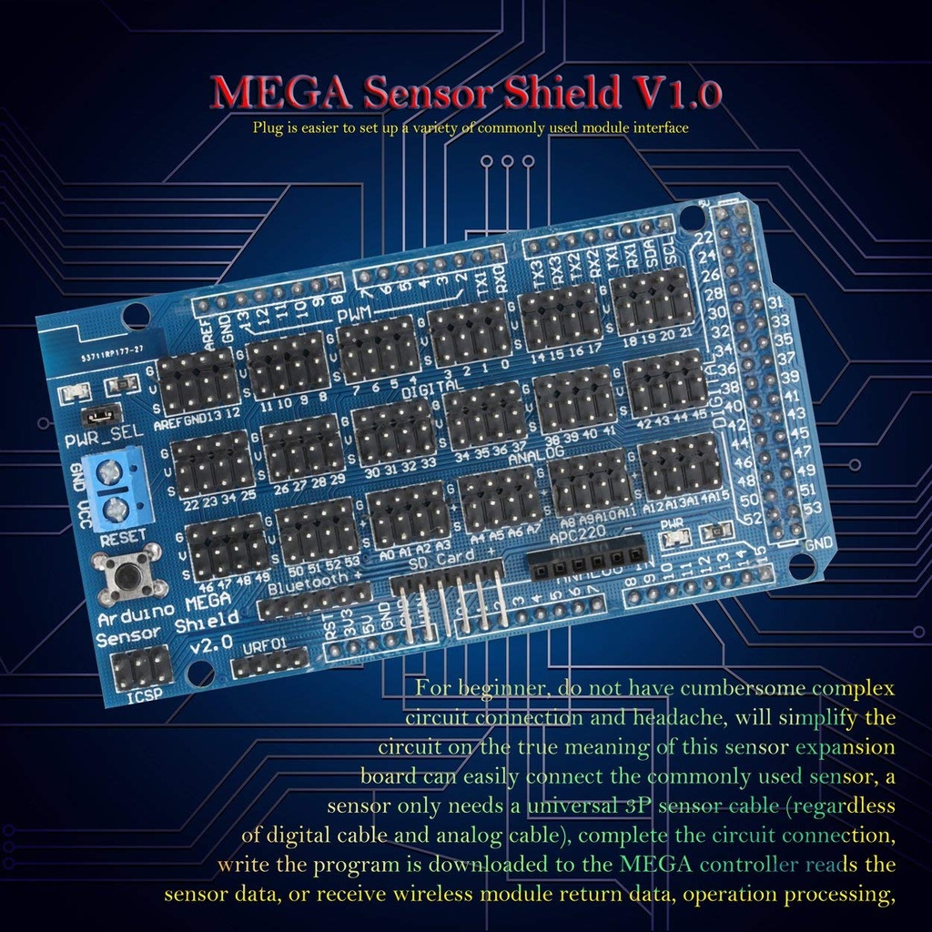 MEGA Sensor Shield V1.0 Sensor Expansion Board | Satistronics